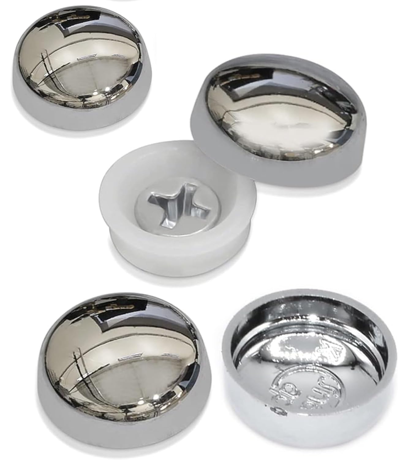 Small Chrome Dome Screw Cover Caps for 6g & 8g Mirror Screws Fixing ...