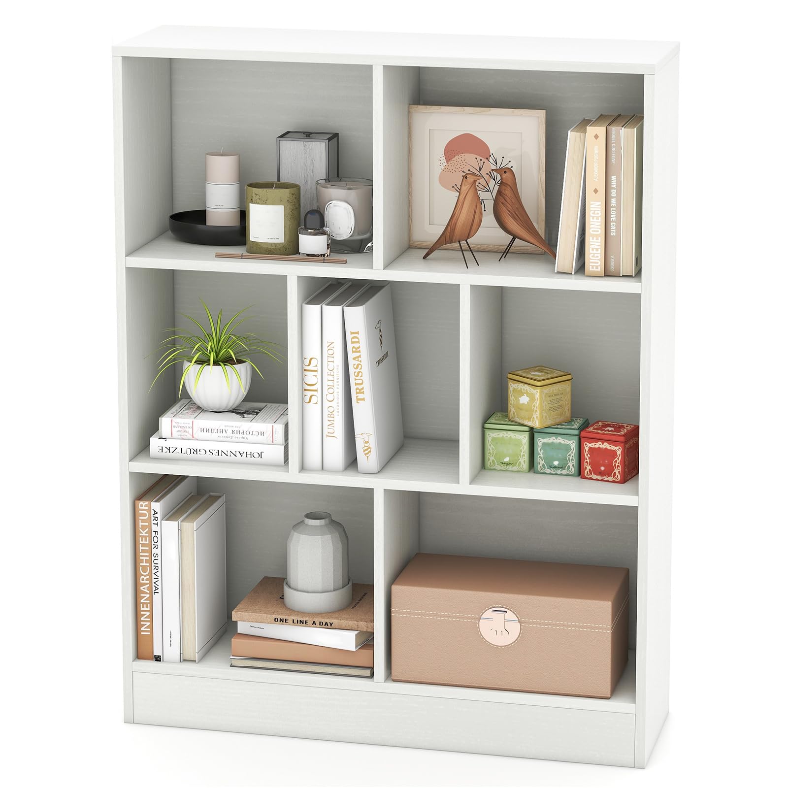 Amazon.com: Giantex 7 Cube Bookcase, 4-Tier Freestanding Bookshelf w/ 7 ...