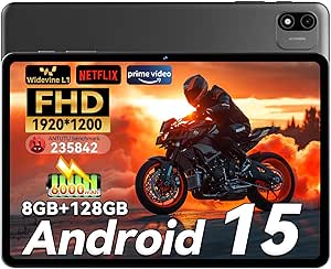 Headwolf Android 15 Tablet 10 Inch, WPad6 Octa-Core FHD 1920x1200 IPS Display Tablets, 8GB RAM ...