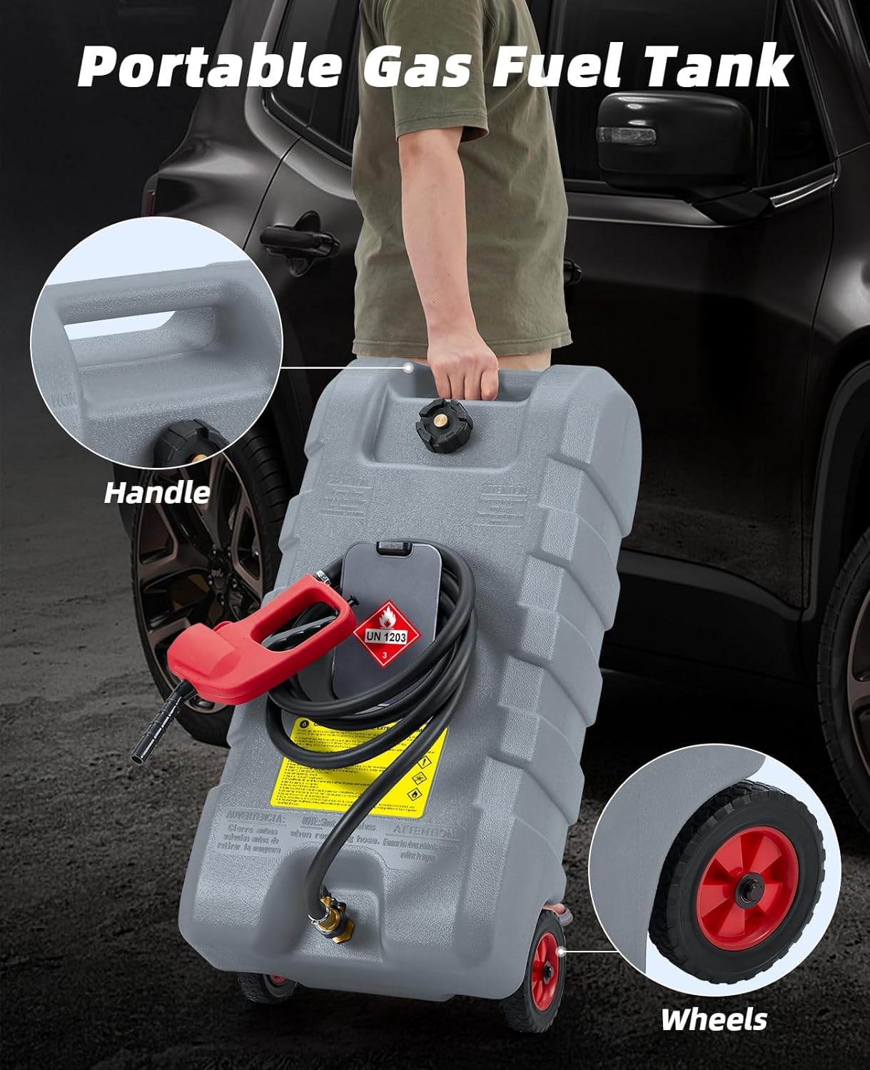 Snapklik.com : 15 Gallon Fuel Caddy Portable Gas Fuel Tank,Gas Can