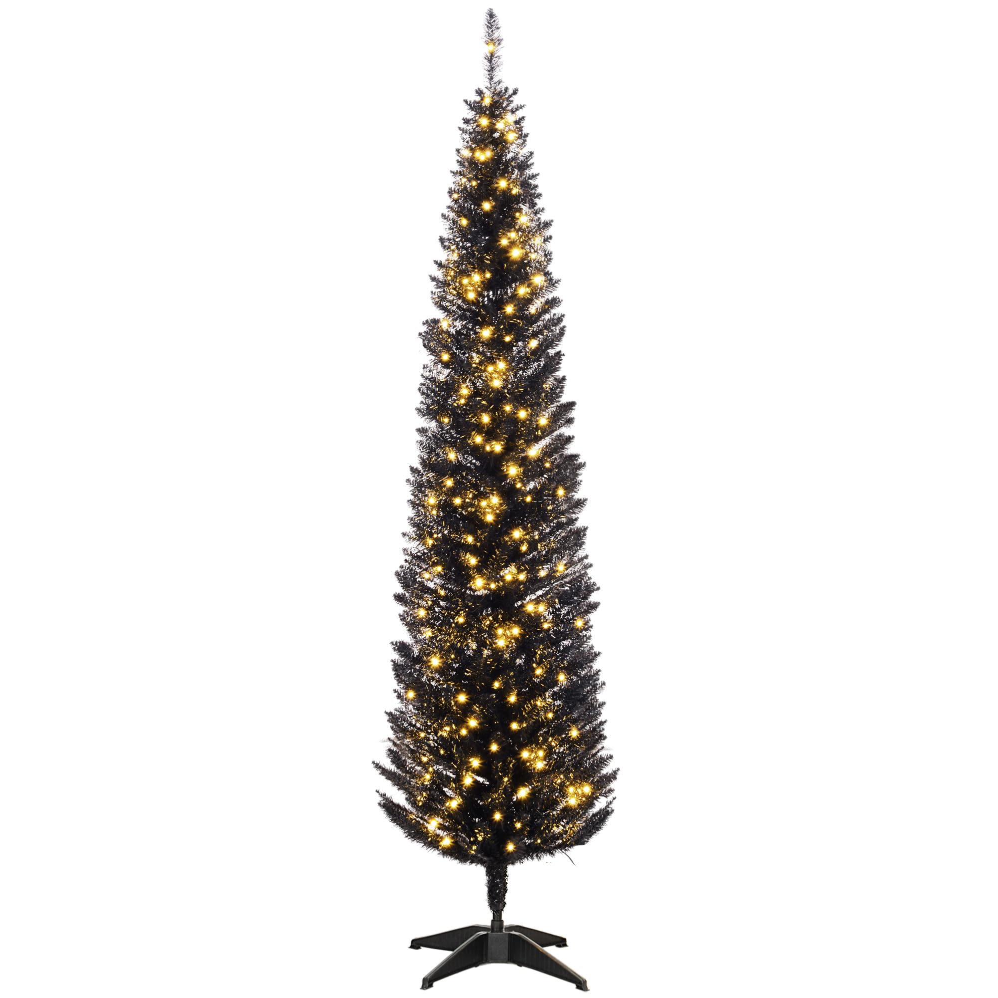 Amazon.com: HOMCOM 7' Tall Pre-Lit Slim Noble Fir Artificial Christmas ...