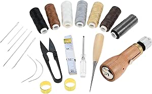 Amazon.com: dophee 23PCS Portable Leather Sewing Awl Thread Kit ...
