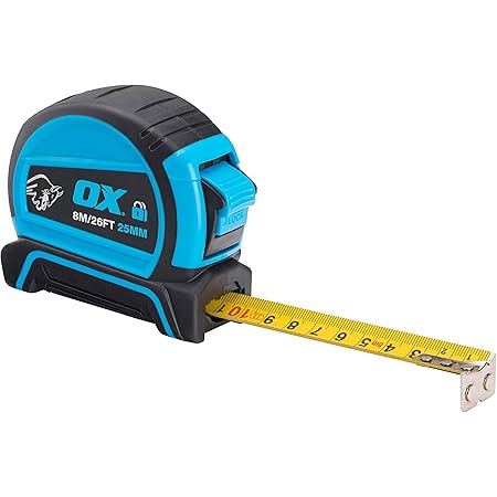 OX Tools OX-P505208 Pro Dual Auto Lock Measure-8m Tape Measure, 8m ...