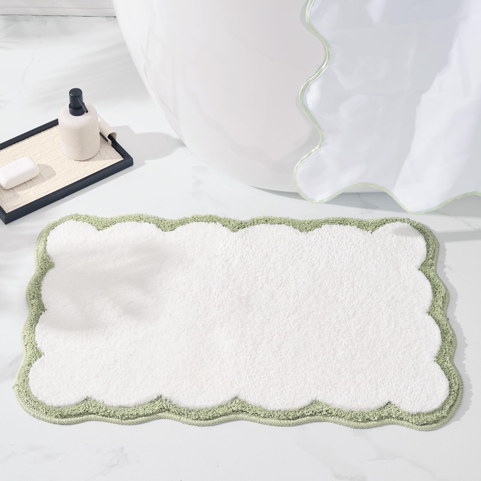 Amazon.com: ELDONE Cute Scalloped Bathroom Rugs, Microfiber Tufted Bath ...