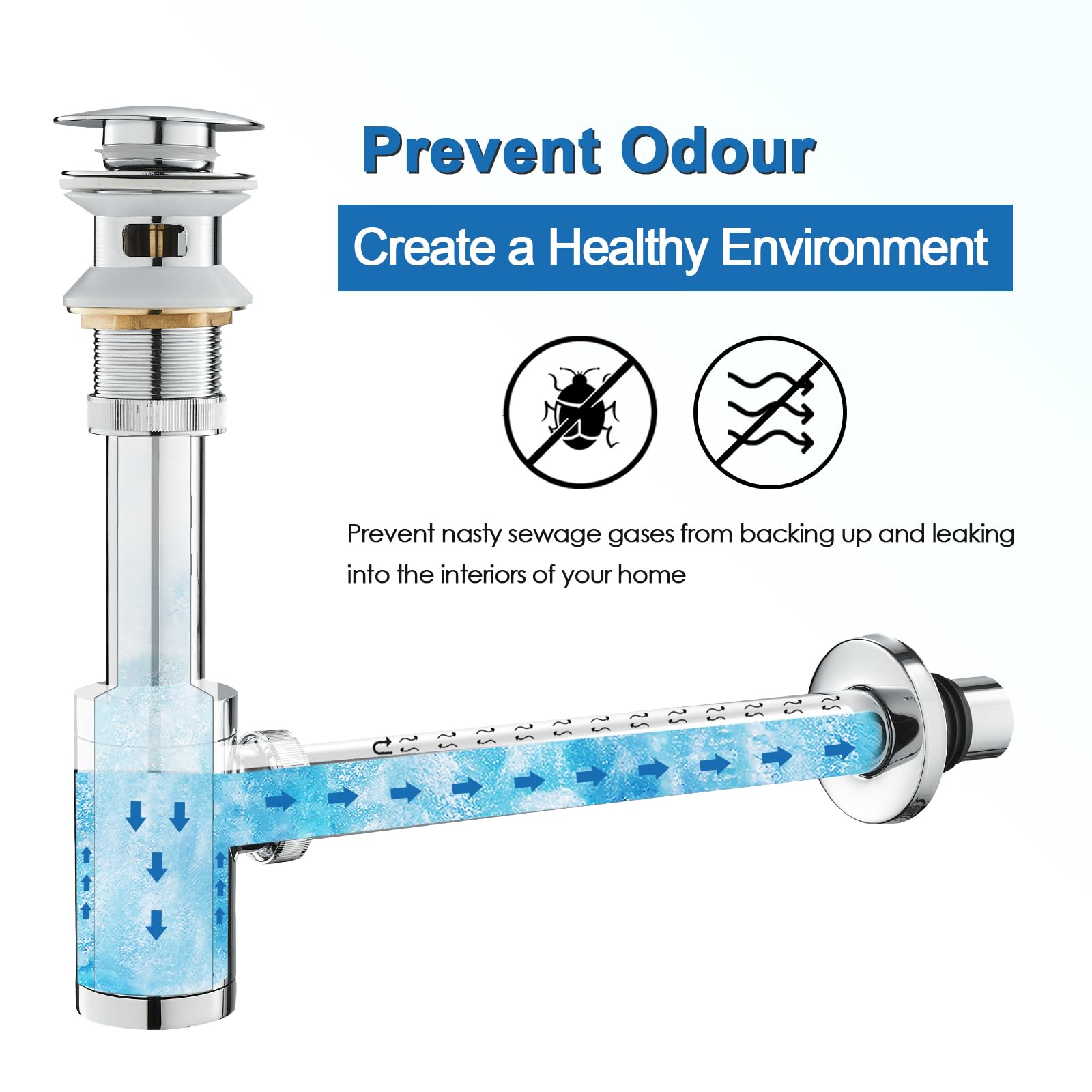 Snapklik.com : OUGOO Bathroom Sink P-Trap Complete Set, Adjustable 1-1/ ...