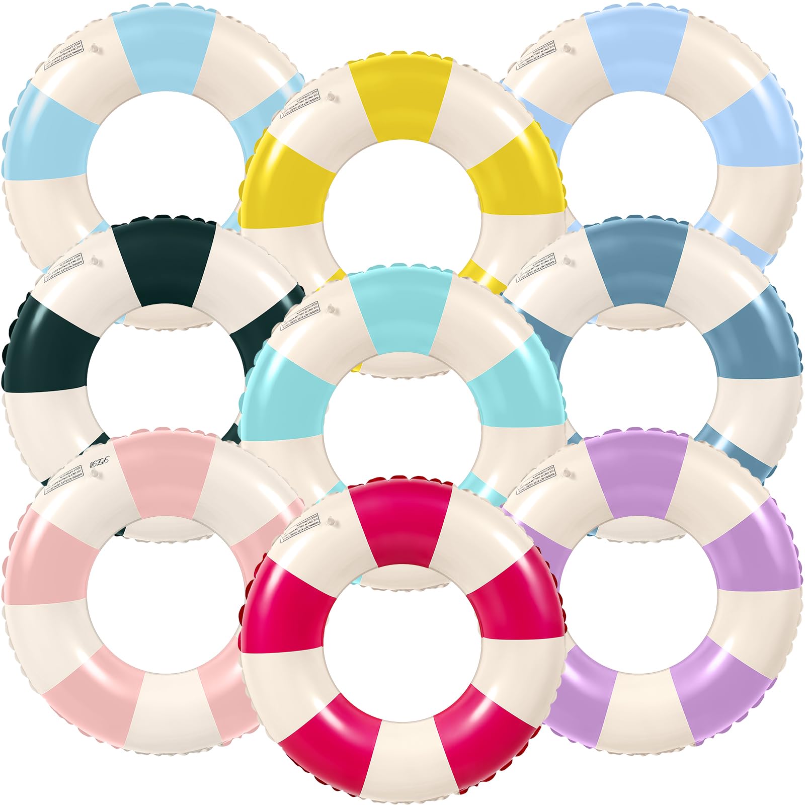 Amazon.com: Lenwen 9 Pcs Classic Striped Pool Inner Tubes Pool Tubes ...