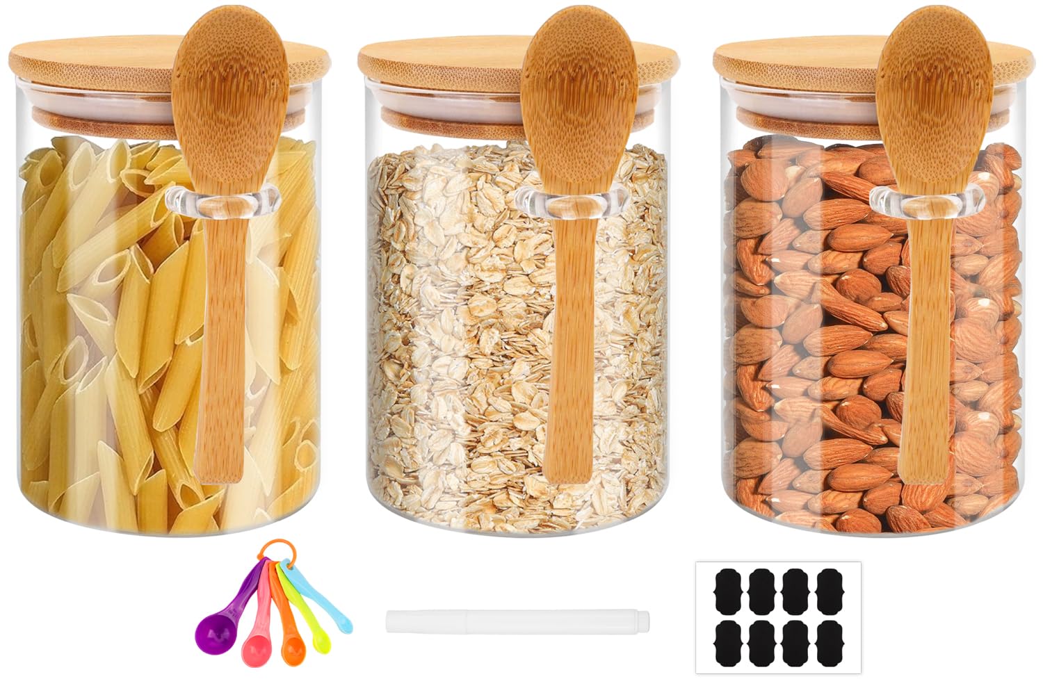 POFIBO Vorratsgläser mit Deckel und Löffel - 3er Set 600ml Meal Prep ...