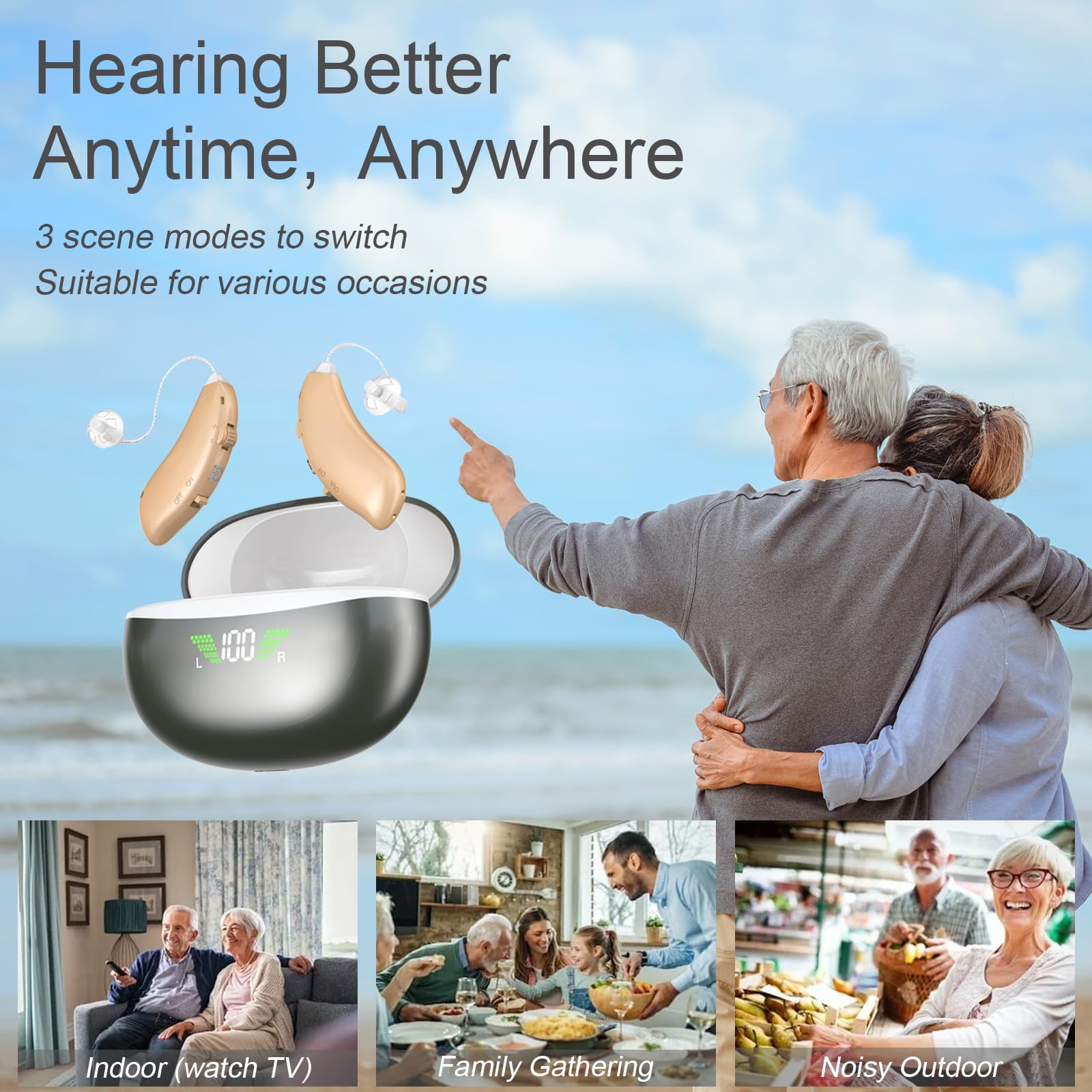 Hearing Aids for Seniors, 16 Channels Digital RIC Hearing Aids with ...