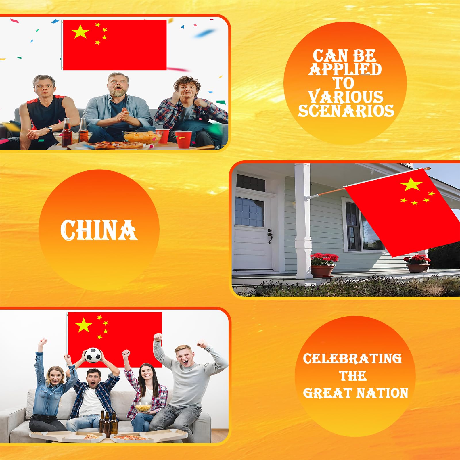 5ftx3ft Large China Flag Banner,Double Sided With Brass Eyelets-Vivid ...