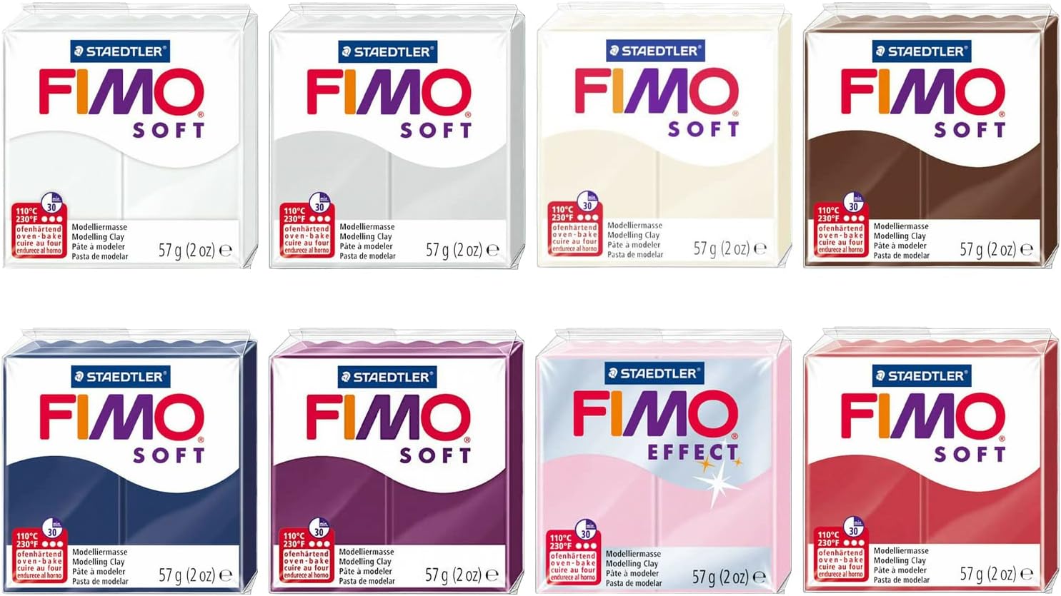 Amazon.com: FIMO Soft & Effect Polymer Oven Modelling Clay - 57g - Set ...