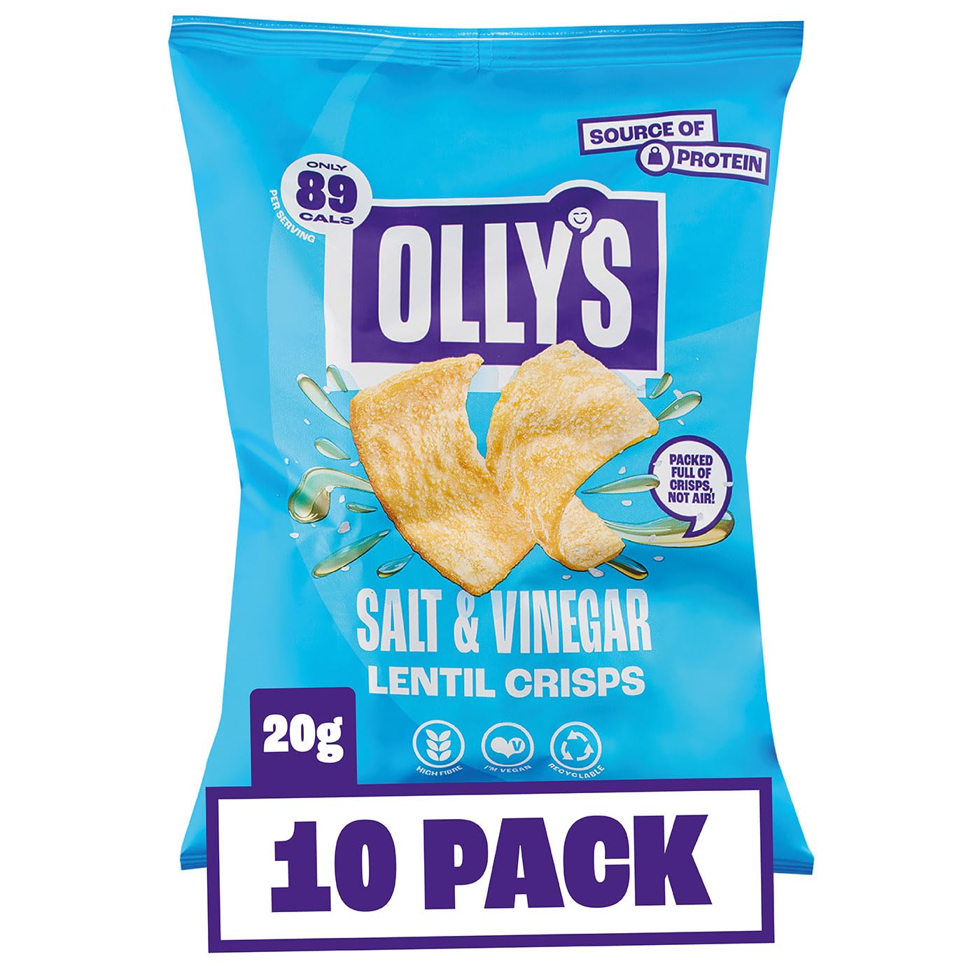Olly's Lentil Crisps, High Fibre, Source of Protein, Handy Snack Packs, Vegan Snacks, Low ...