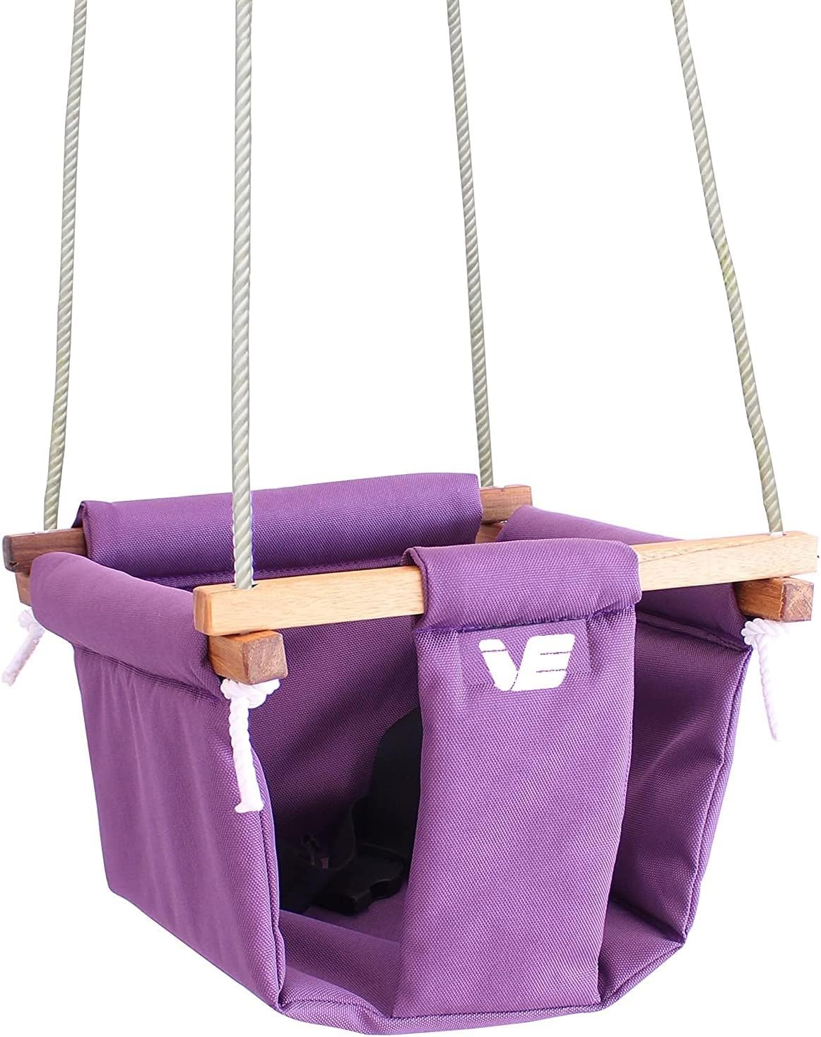 Secure Twin's Baby Swing Seat with Safety Belt, Wooden Hanging Swing ...