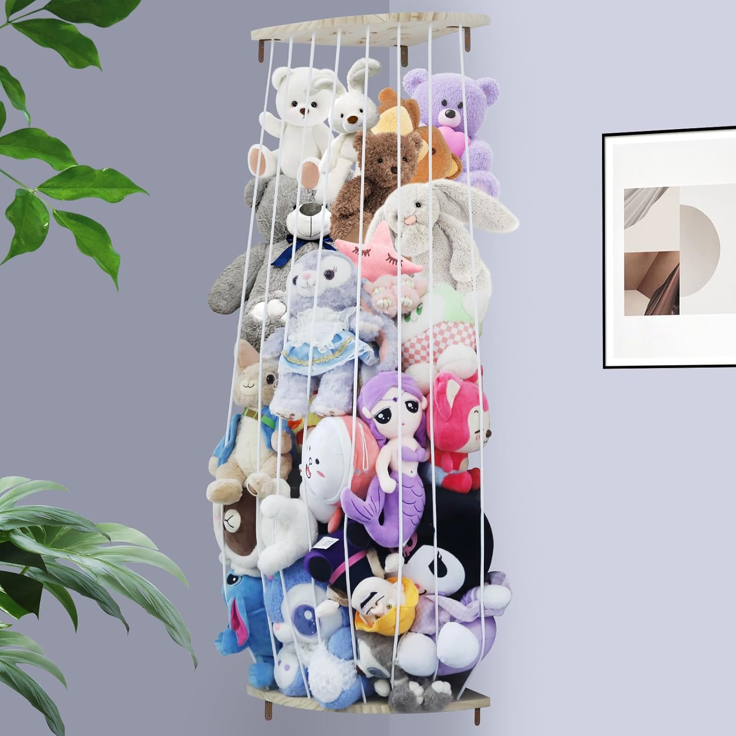 Amazon.com: Cevhzoe Stuffed Animal Storage Wood Corner Plush Toys ...