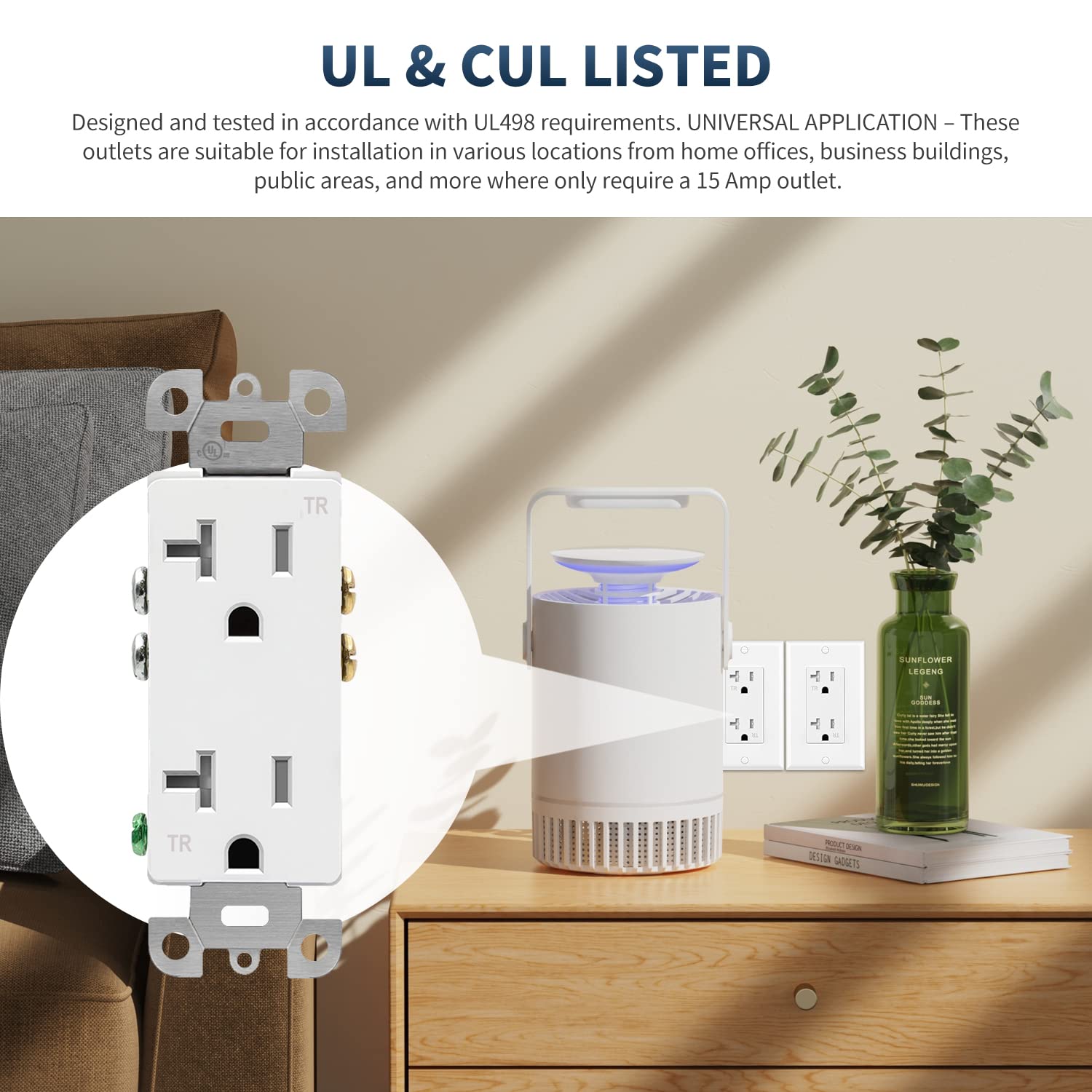 Snapklik.com : Outlet Socket, Decora Duplex Receptacle, 20 Amp, 125 ...