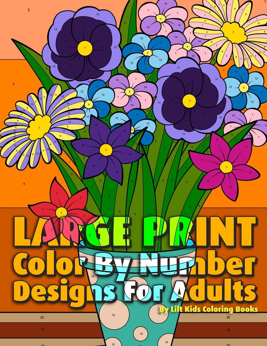 Amazon | Large Print Color By Number Designs For Adults | Coloring ...