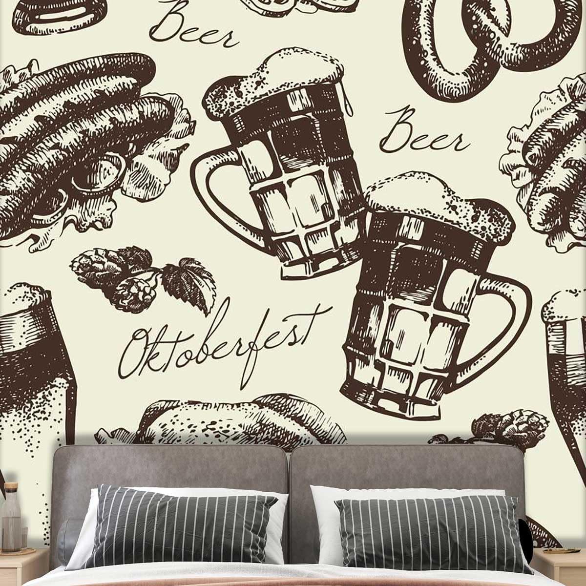 ZYMECH Retro Food Graffiti Peel and Stick Wallpaper Customize ...