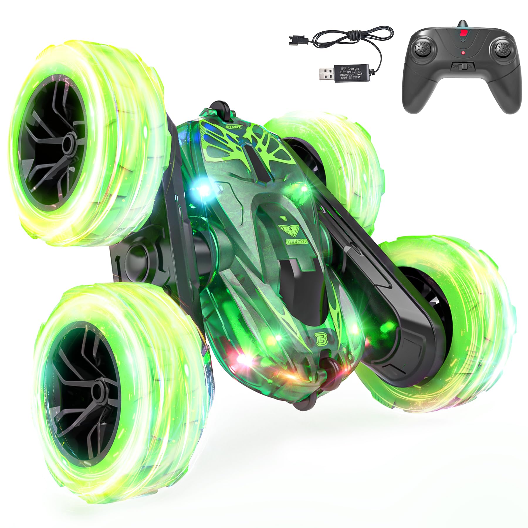 BEZGAR Remote Control Car - TD203 Double Side LED RC Stunt Car, 360 ...