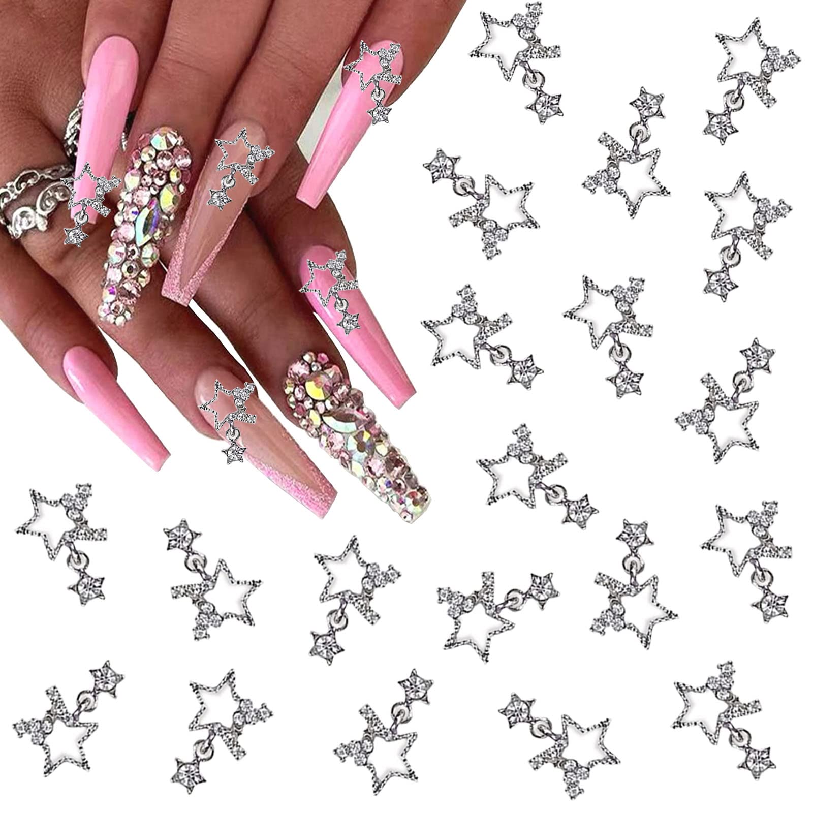 Amazon.com: KACHIMOO Star Nail Charms,20 Pieces Dangling Star Nail ...