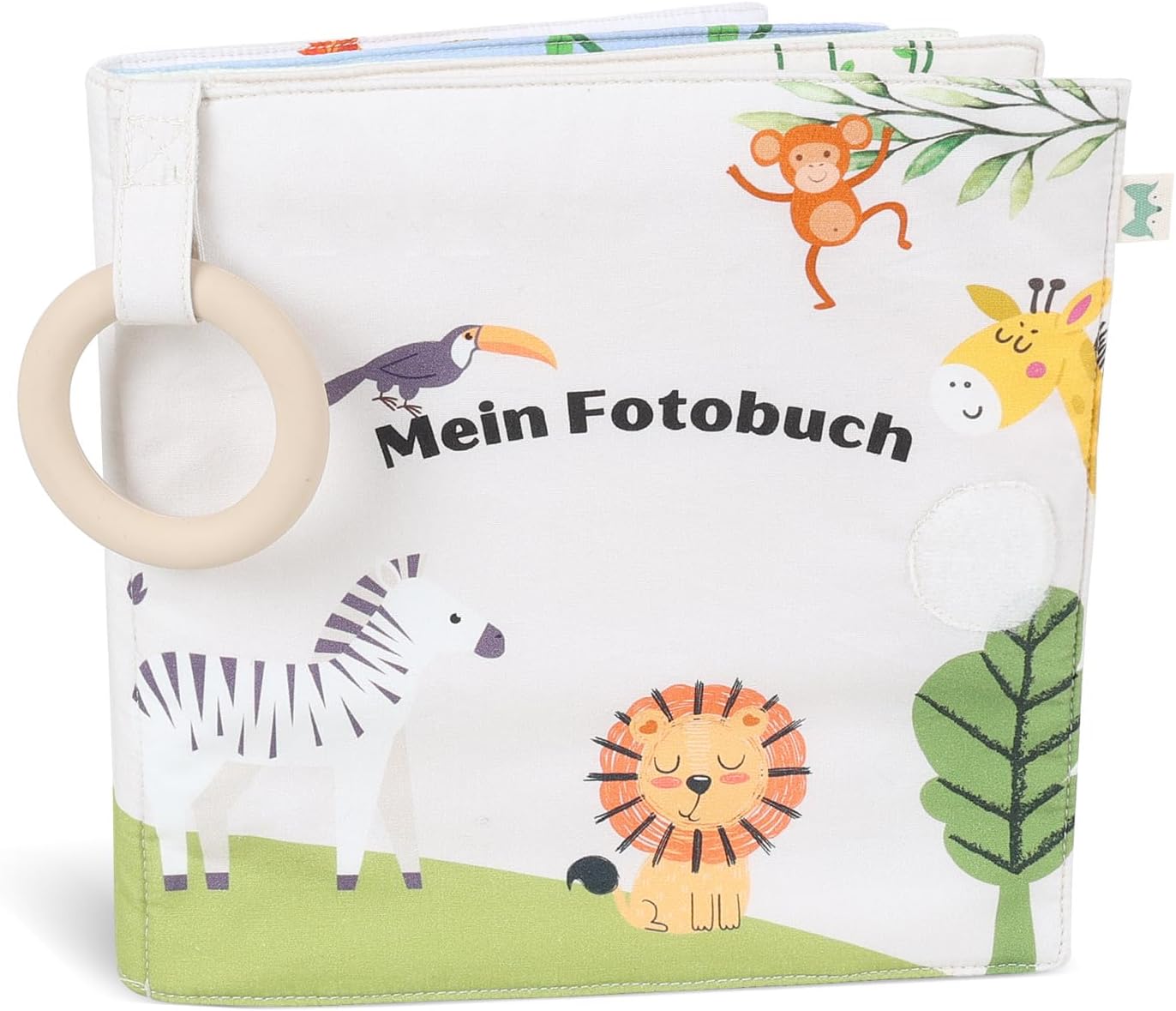 Fotoalbum Baby Kinder Fotobuch aus Bio-Baumwolle I mit Beißring und ...