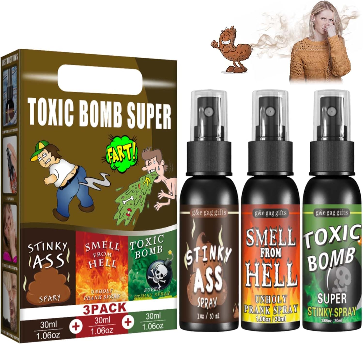 Amazon.com: Fart Spray Extra Strong 3 Pack Long Lasting Different ...