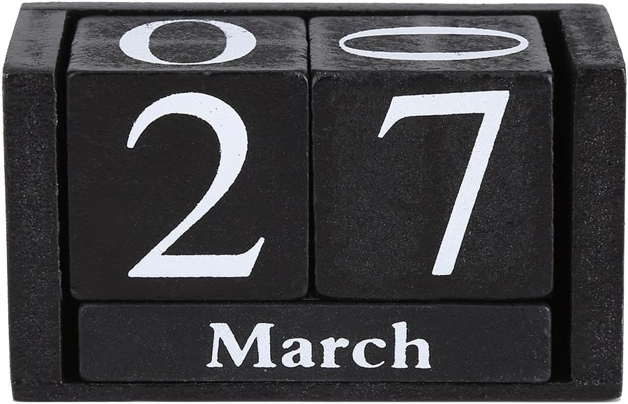 Amazon.com : DORNELIA Wooden Perpetual Block Calendar for Desk ...