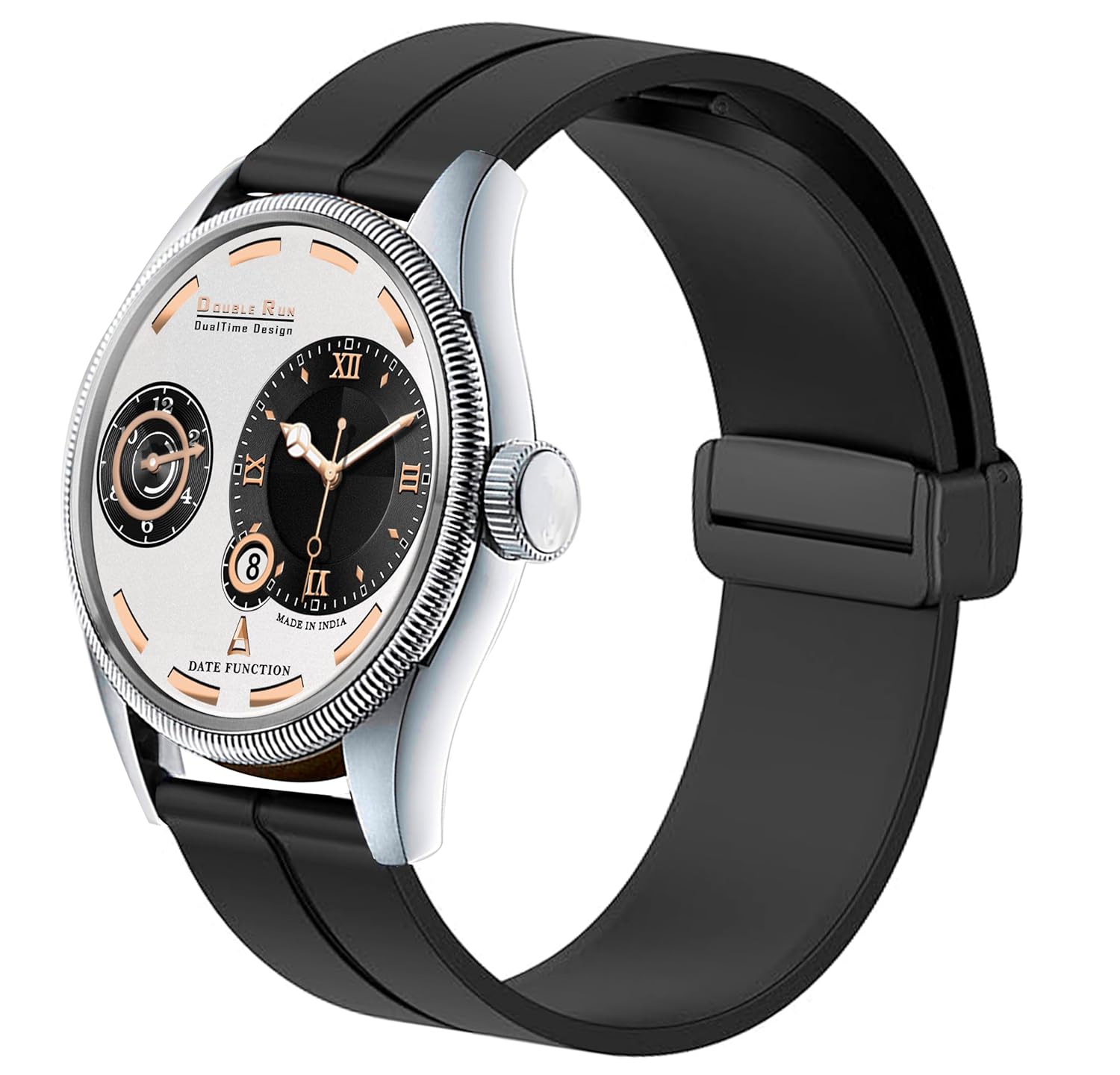 Buy DOUBLERUN Chonograph Date Display Analoge Silicone Magnetic Strap ...