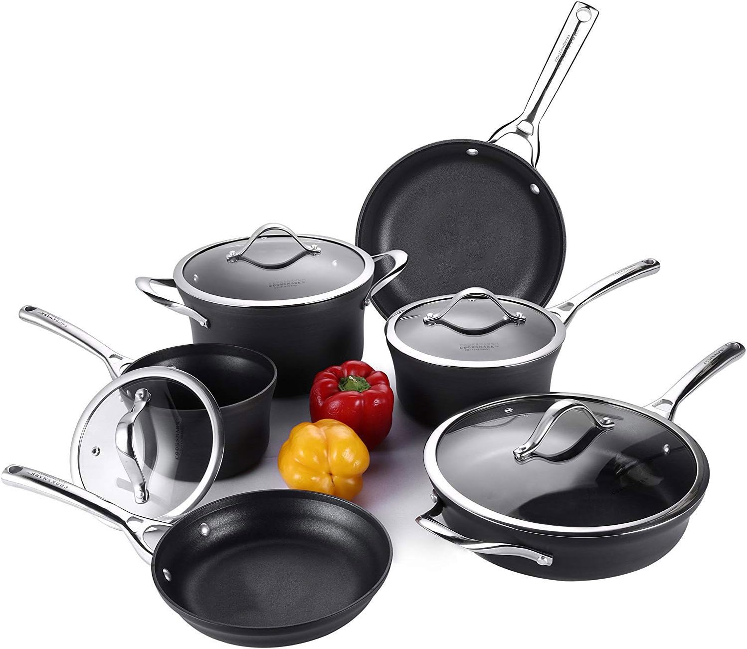Amazon.com: Cooksmark Contemporary Pots and Pans Set, Hard-Anodized ...