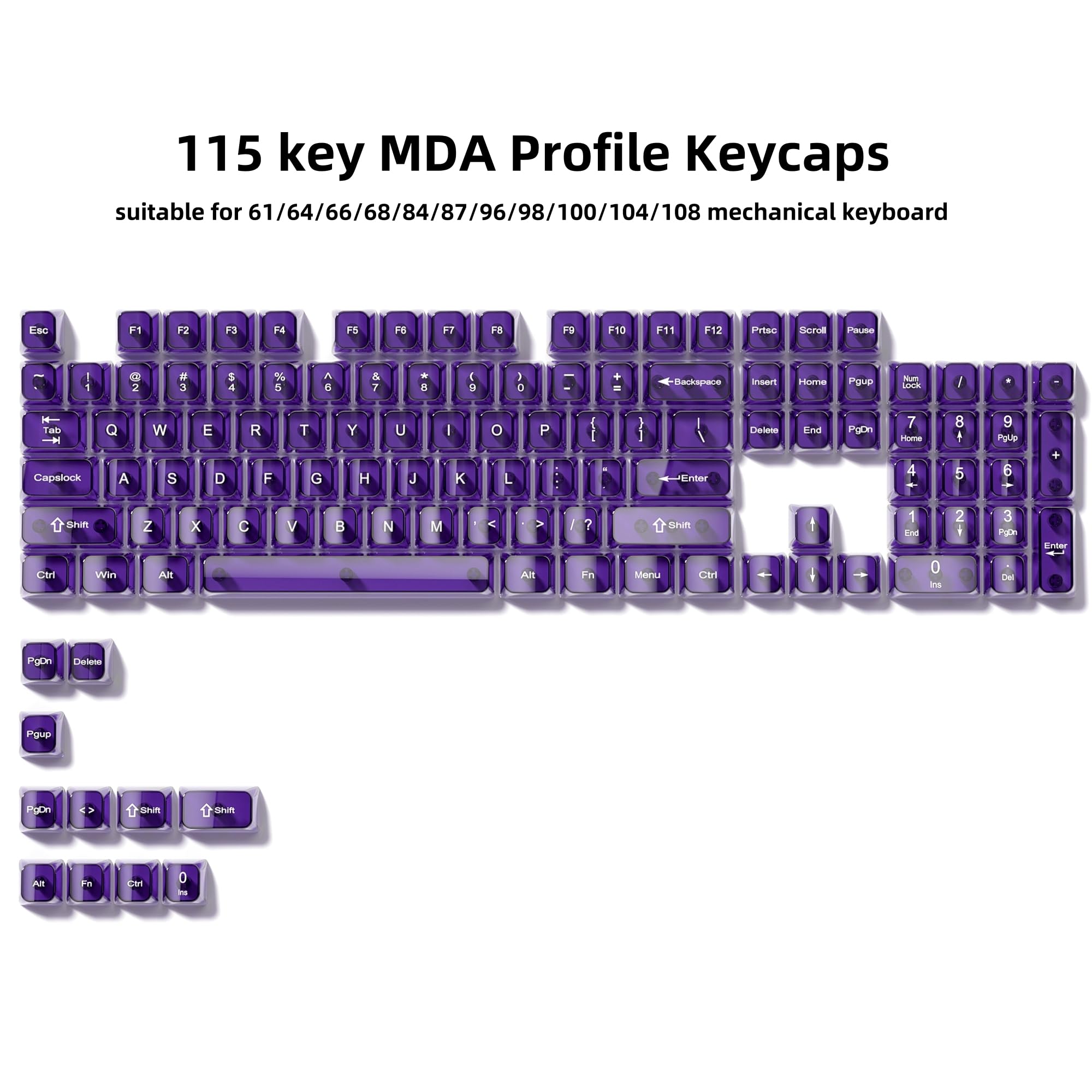 Snapklik.com : Dagaladoo Purple Clear keycaps,Transparent Keycaps 60 75 ...