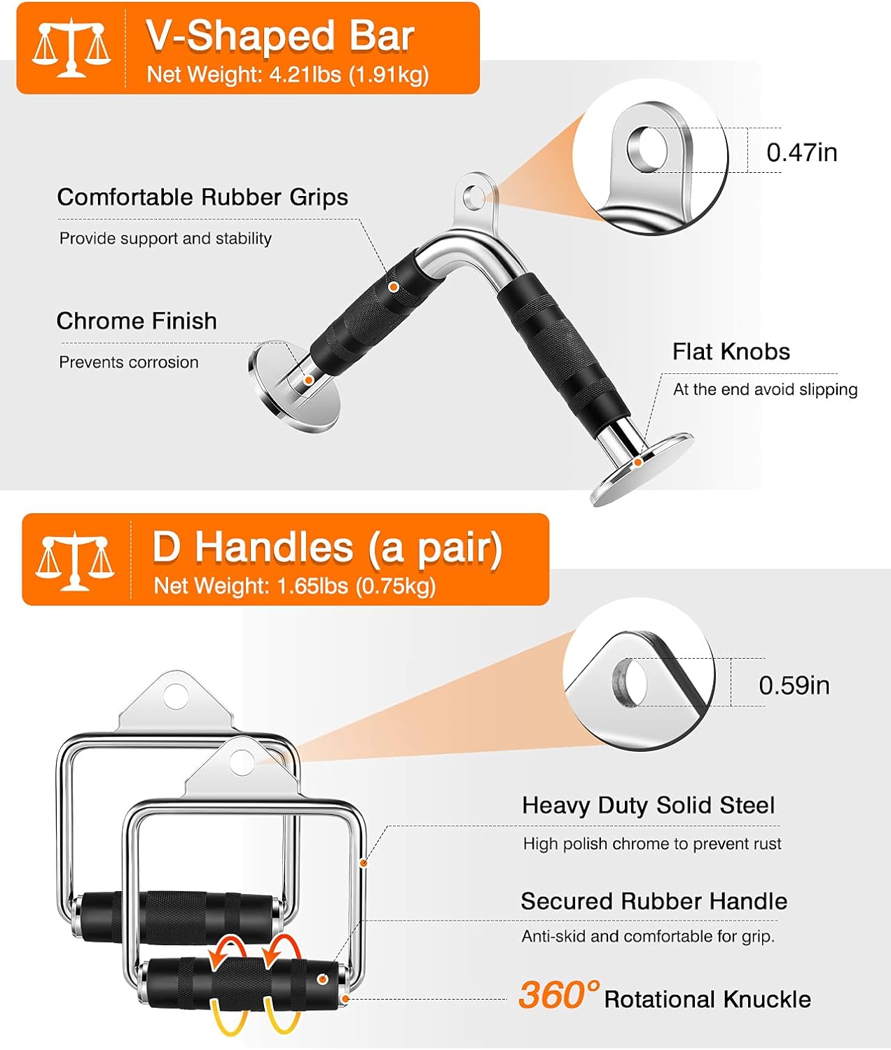 Buy Lat Pulldown Attachment, Cable Machine Attachments for Gym, Home ...