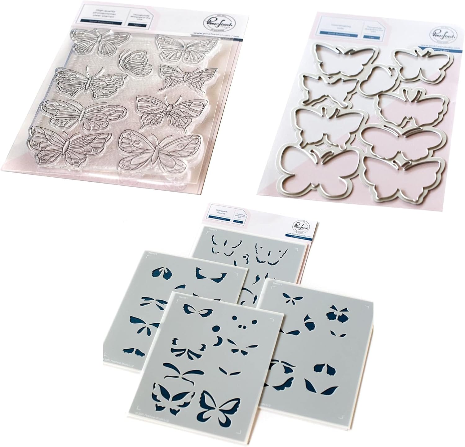 Amazon.com: Pinkfresh Studio Small Butterflies - Stamp, Layering ...