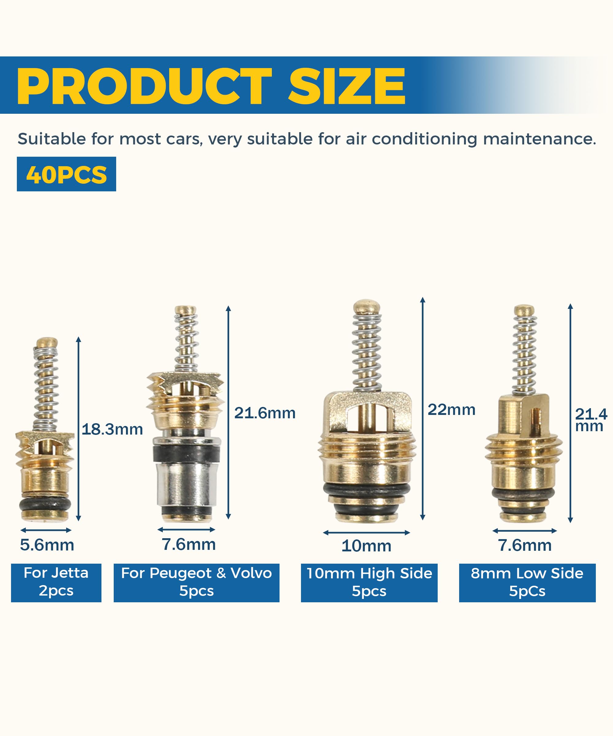 Automotive Air Conditioning Valves 10-Piece Copper Valve Core Kit For ...