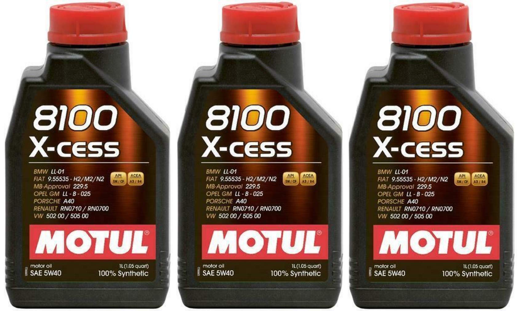 Motul Brand 5W-40 Engine Oil, 3.0 liters, Motul 8100 X-cess, For ...