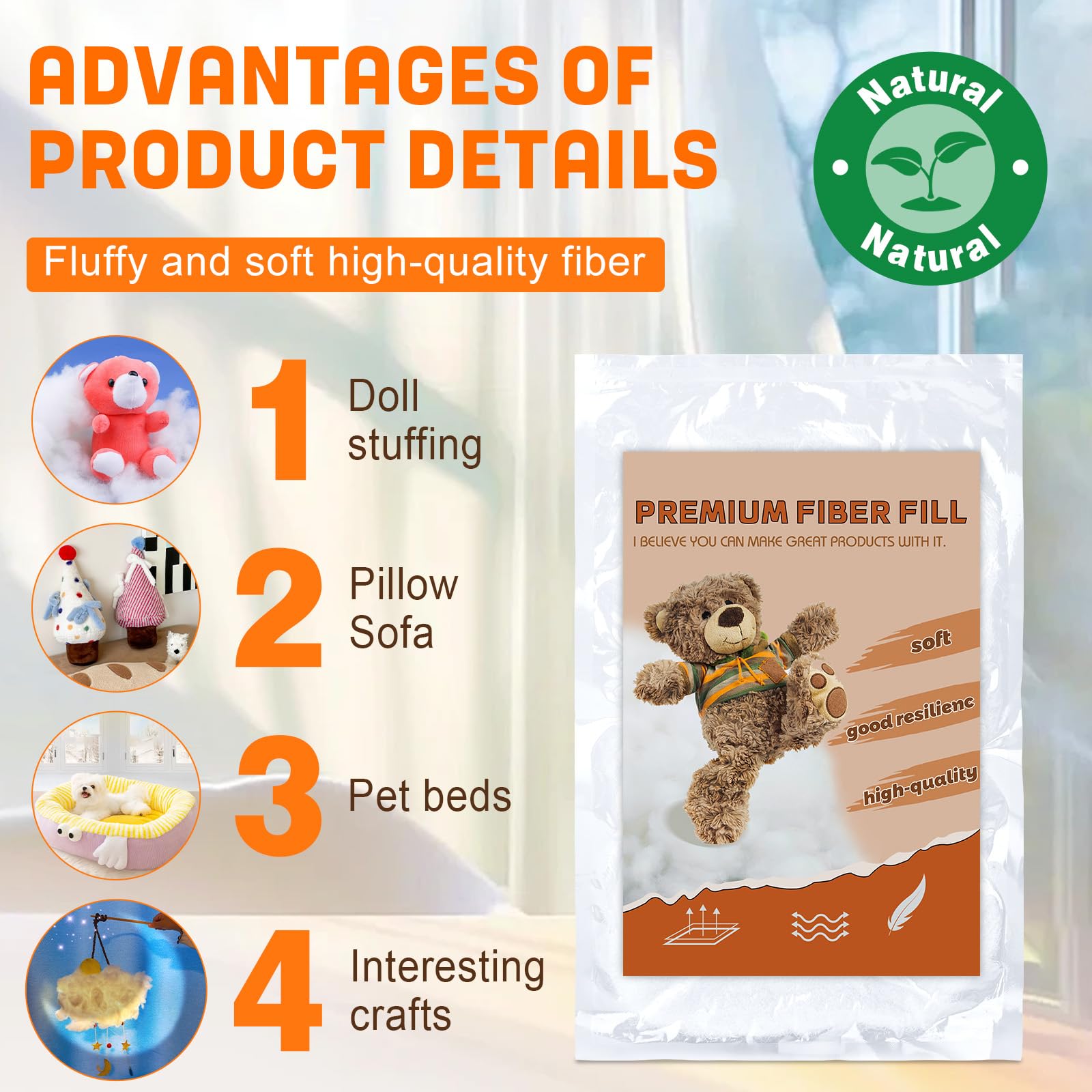 Snapklik.com : 60g/2.11OZ Fiber Fill Stuffing, Polyester Fiber For ...