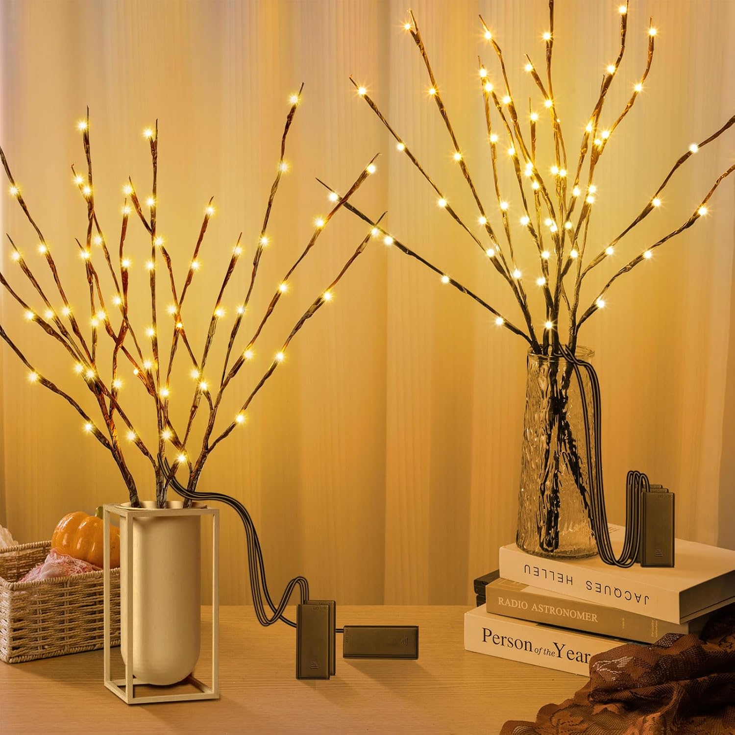 Amazon.com: Ganeen Set of 12 LED Branch Lights Brown Lighted Willow ...