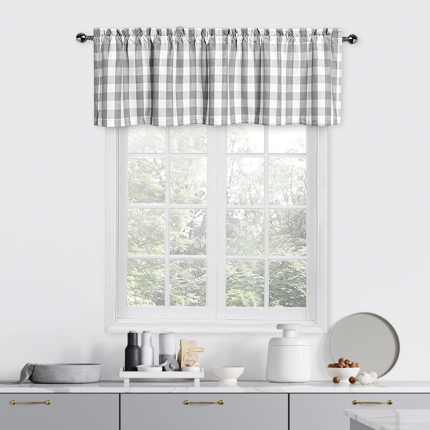 Amazon.com: Jola's House 2 Pack Buffalo Check Plaid Window Valances ...