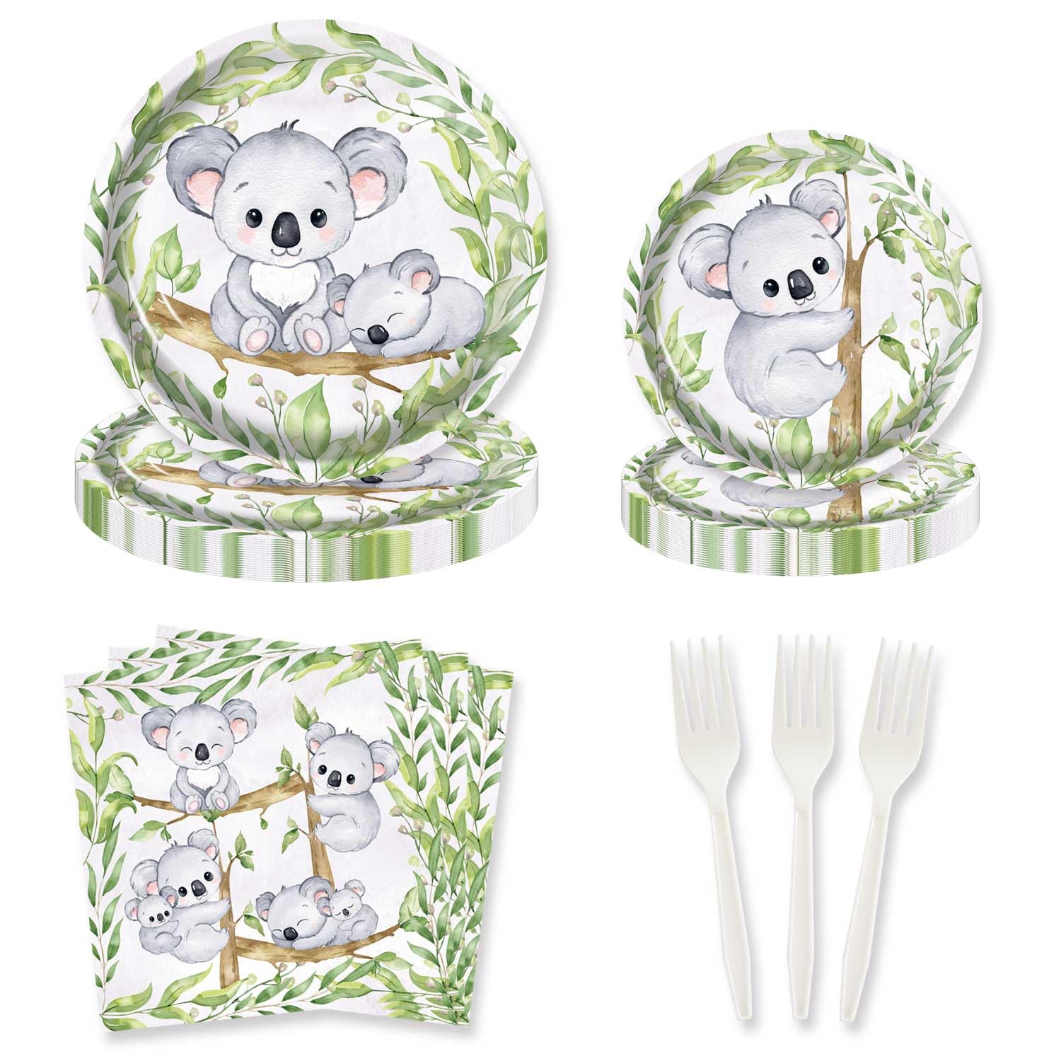 Amazon.com: HEETON 80Pcs Koala Party Supplies Plates Cute Koala Baby ...