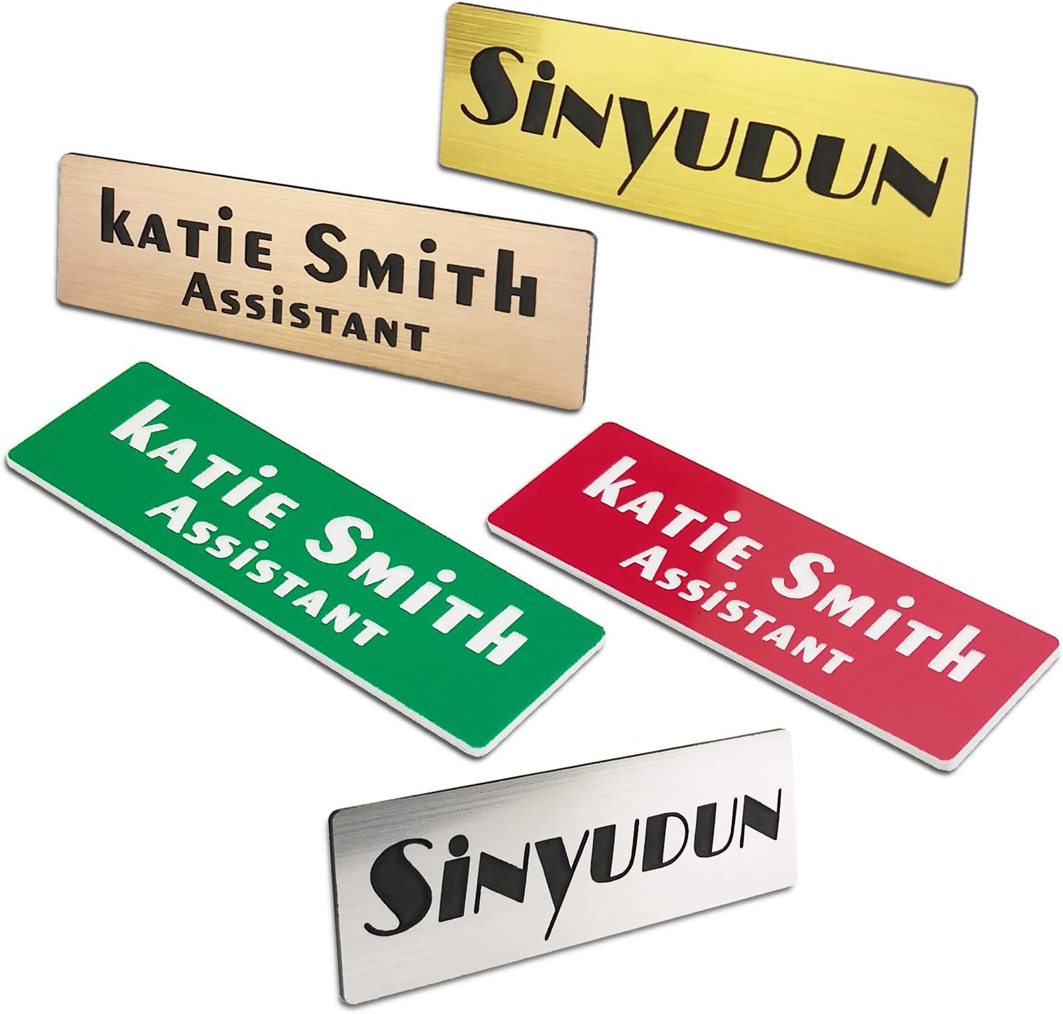 Amazon.com : Custom Laser Engraved Name Badges with Pin, Magnetic ...