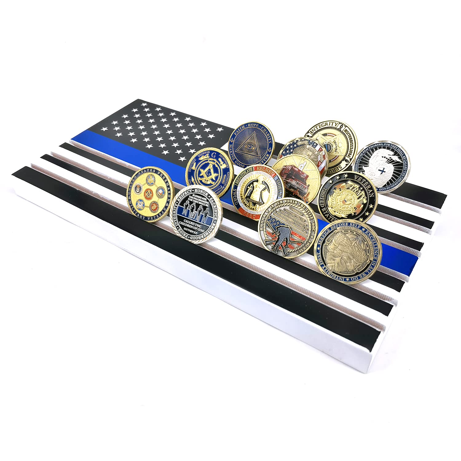 Amazon.com: 6 Row American Flag Coin Display Stand - Thin Blue Line ...