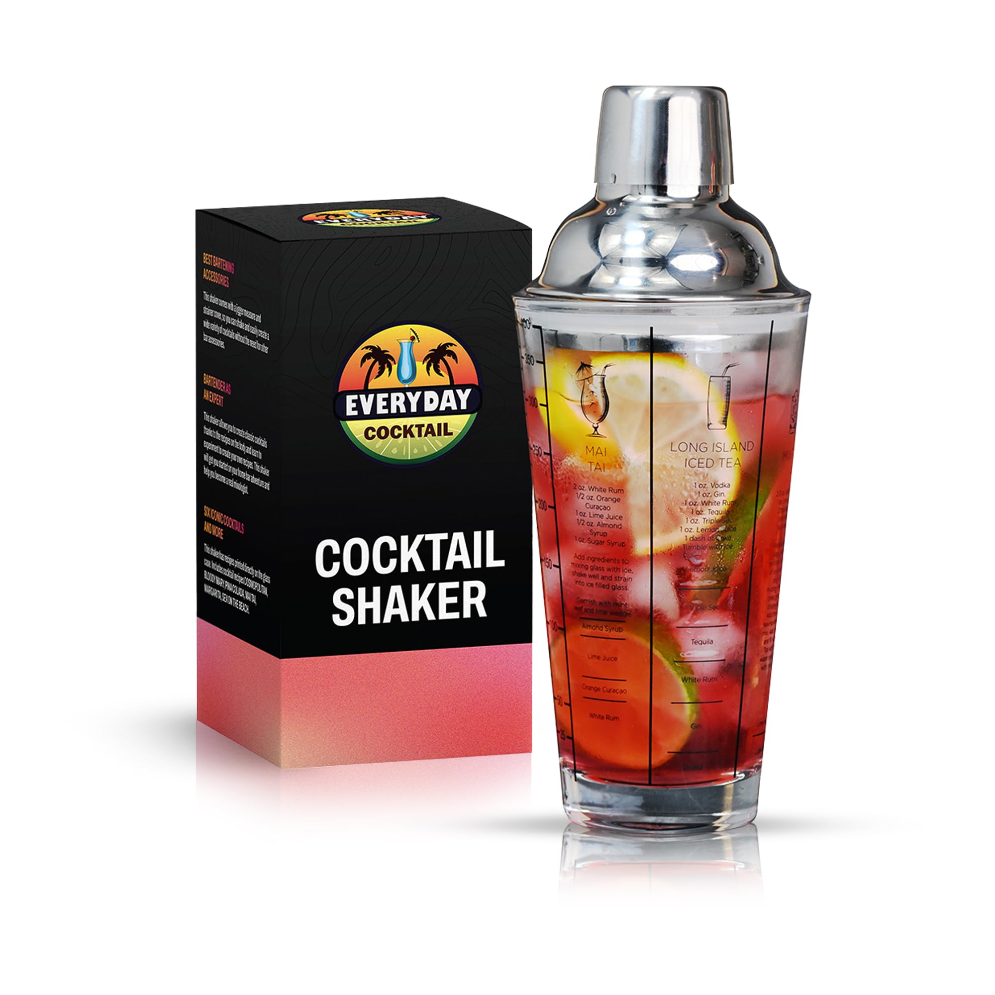 Amazon.com: EVERYDAY COCKTAIL ® | Professional Glass Cocktail Shaker 14 ...