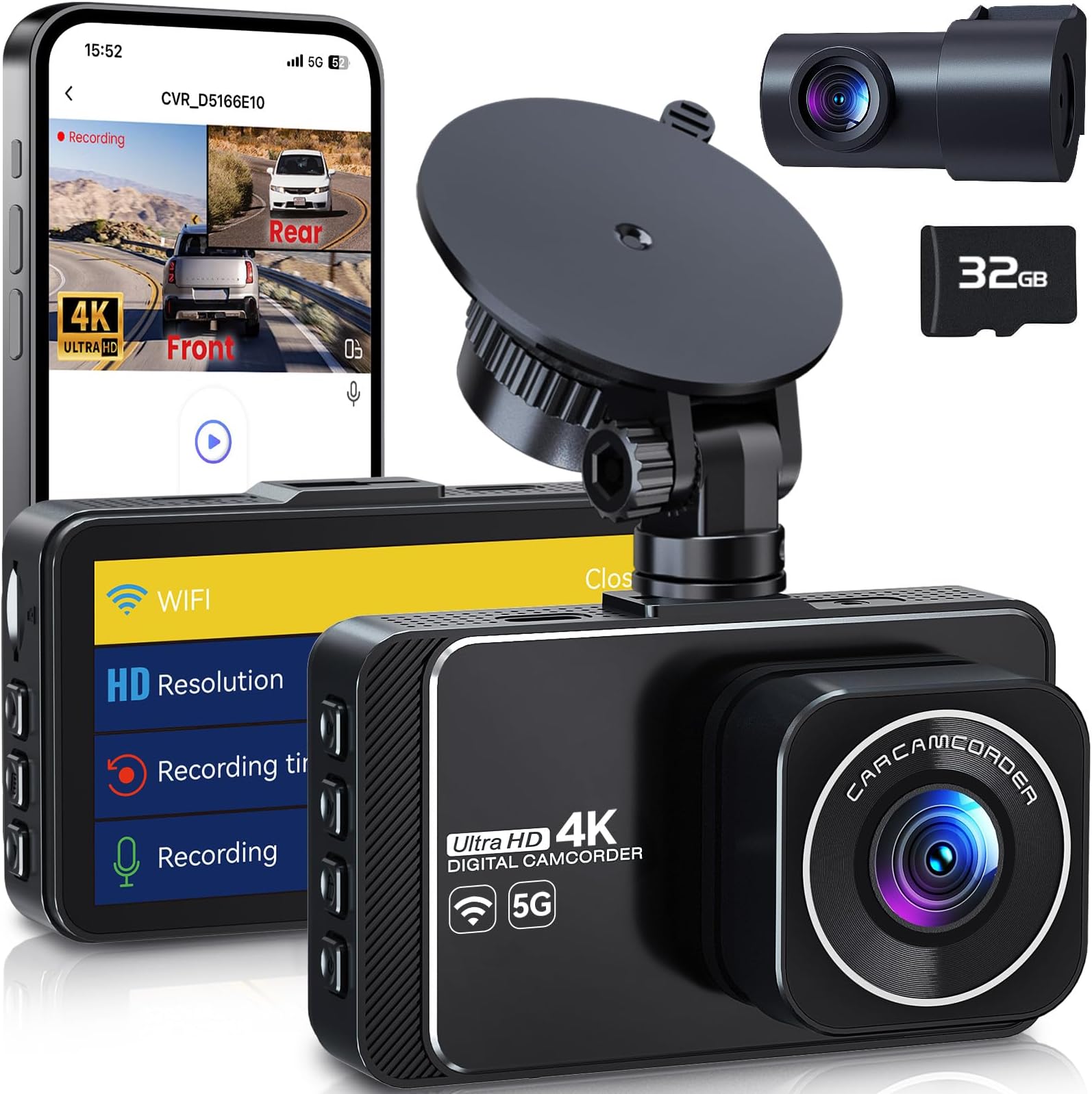 Amazon.com: THINKWARE Q200 2CH Dash Cam 2K Front 1080P Rear Car ...