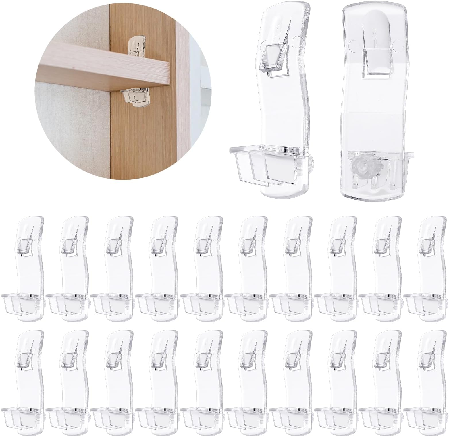 Amazon.com: Shelf Support Peg LUORNG 20PCS Clear Plastic Locking Shelf ...
