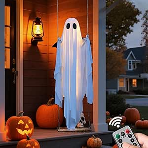 Halloween Decorations Outdoor, 5FT Large Hanging Ghost Swing with ...