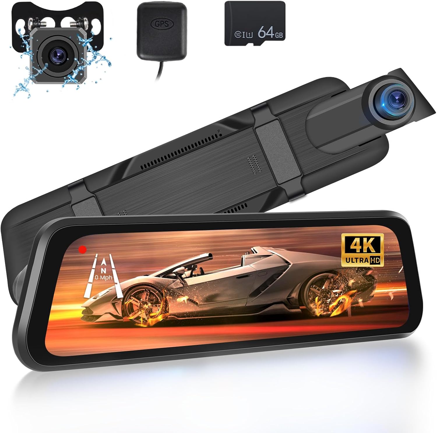 Amazon.com: 9.66 Inch Rear View Mirror Camera - 4K Mirror Dash Cam ...