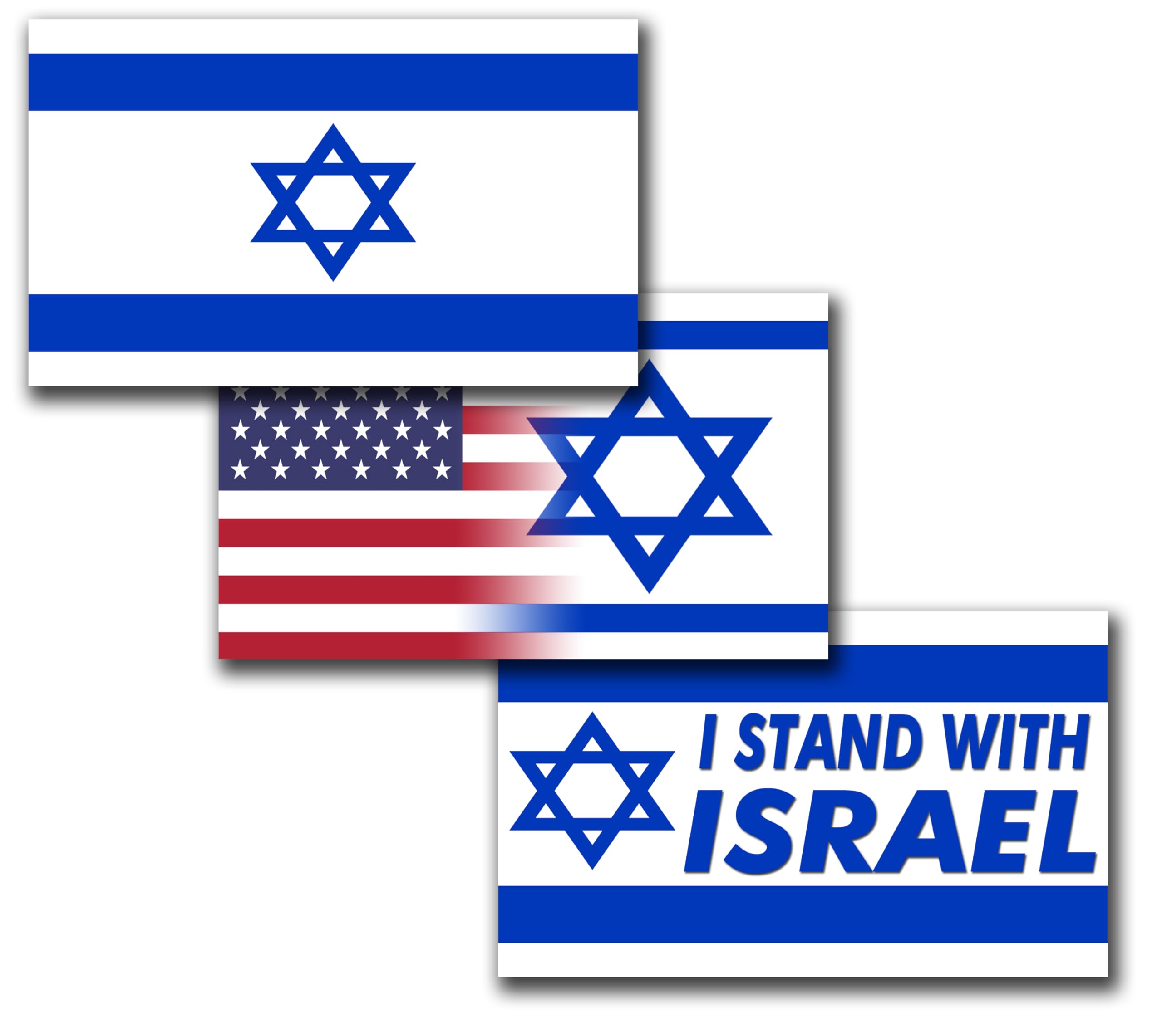 Amazon.com - 3-Pack Israel Flag, I Stand with Israel and Israel/USA ...