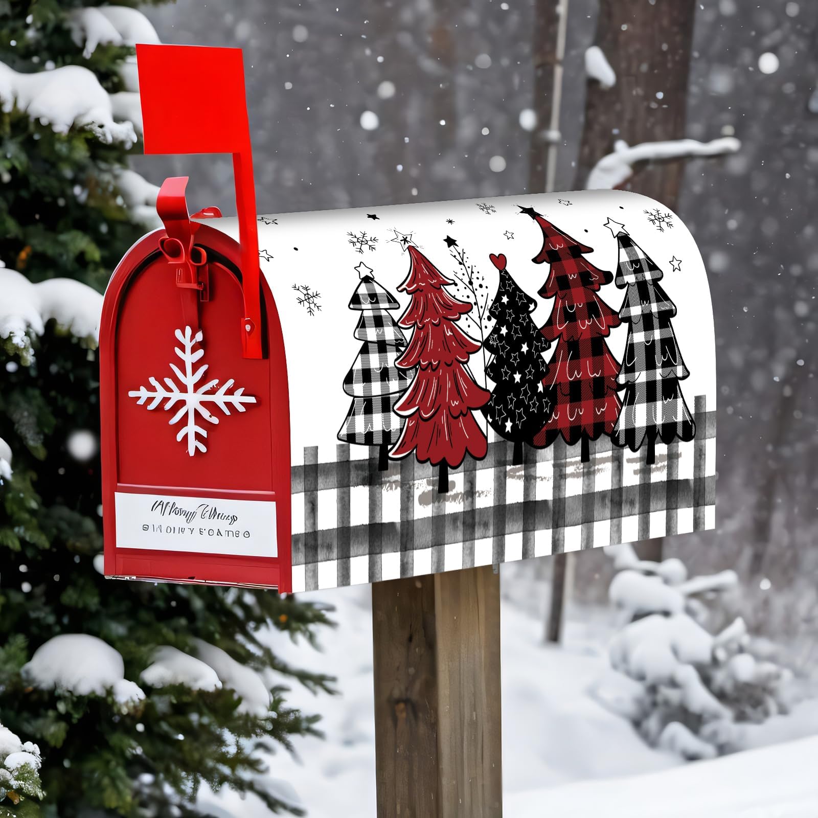 Amazon.com: QOUBAI Christmas Buffalo Plaid Mailbox Cover Magnetic ...