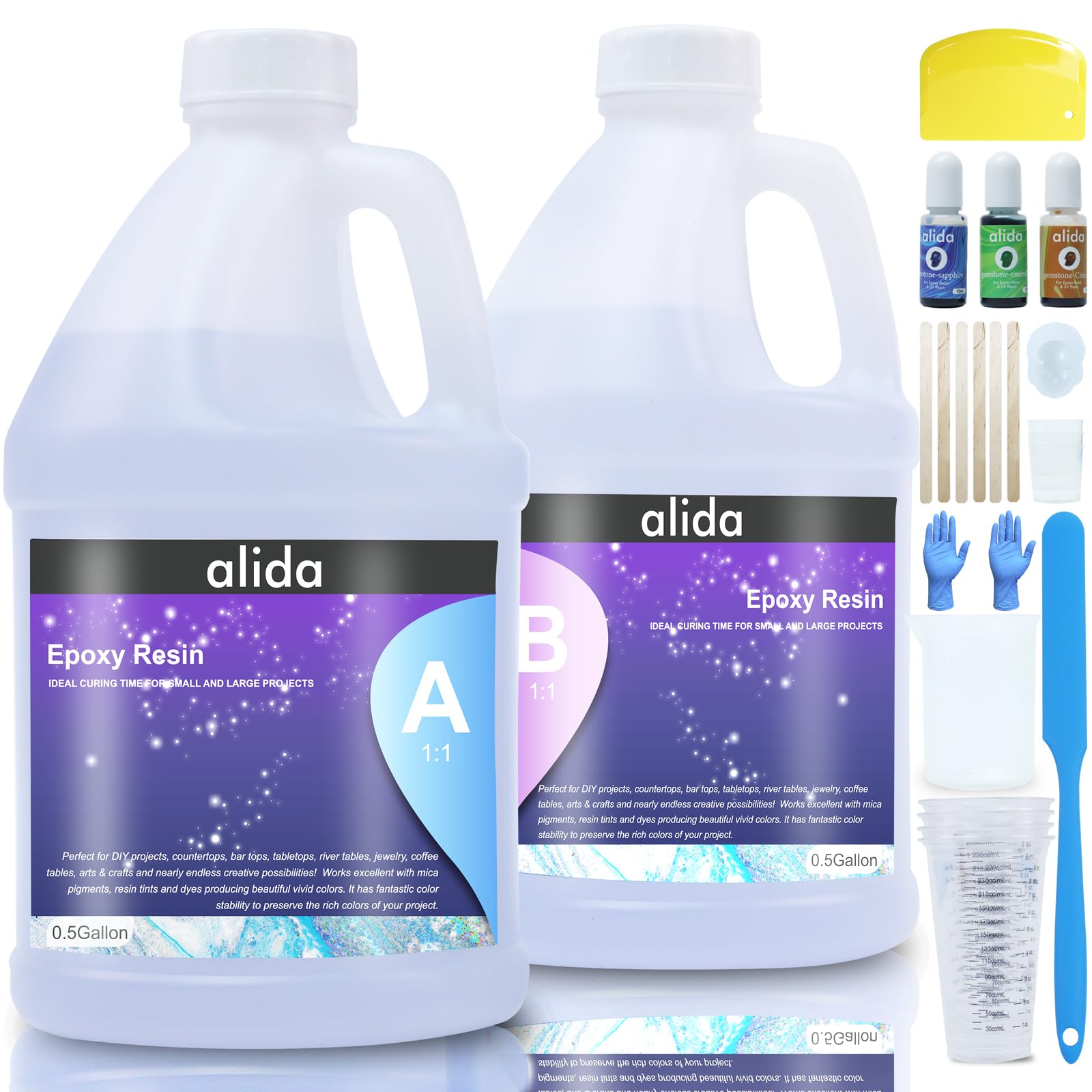 Alida 1 Gallon Clear Epoxy Resin - Molding & Casting Epoxy Resin Kit for DIY Projects, Desktop ...