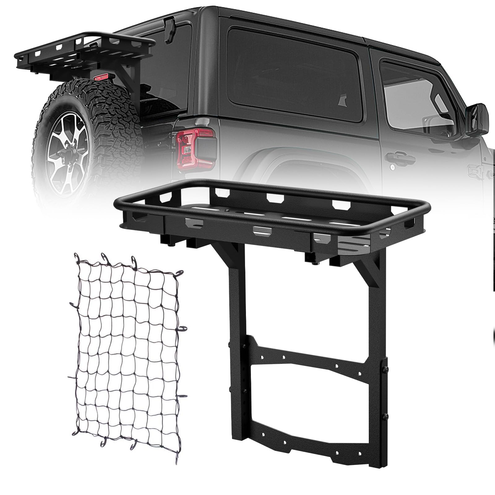 Amazon.com: EYOUHZ for Jeep Wrangler JL Rear Cargo Basket Rack on OE ...