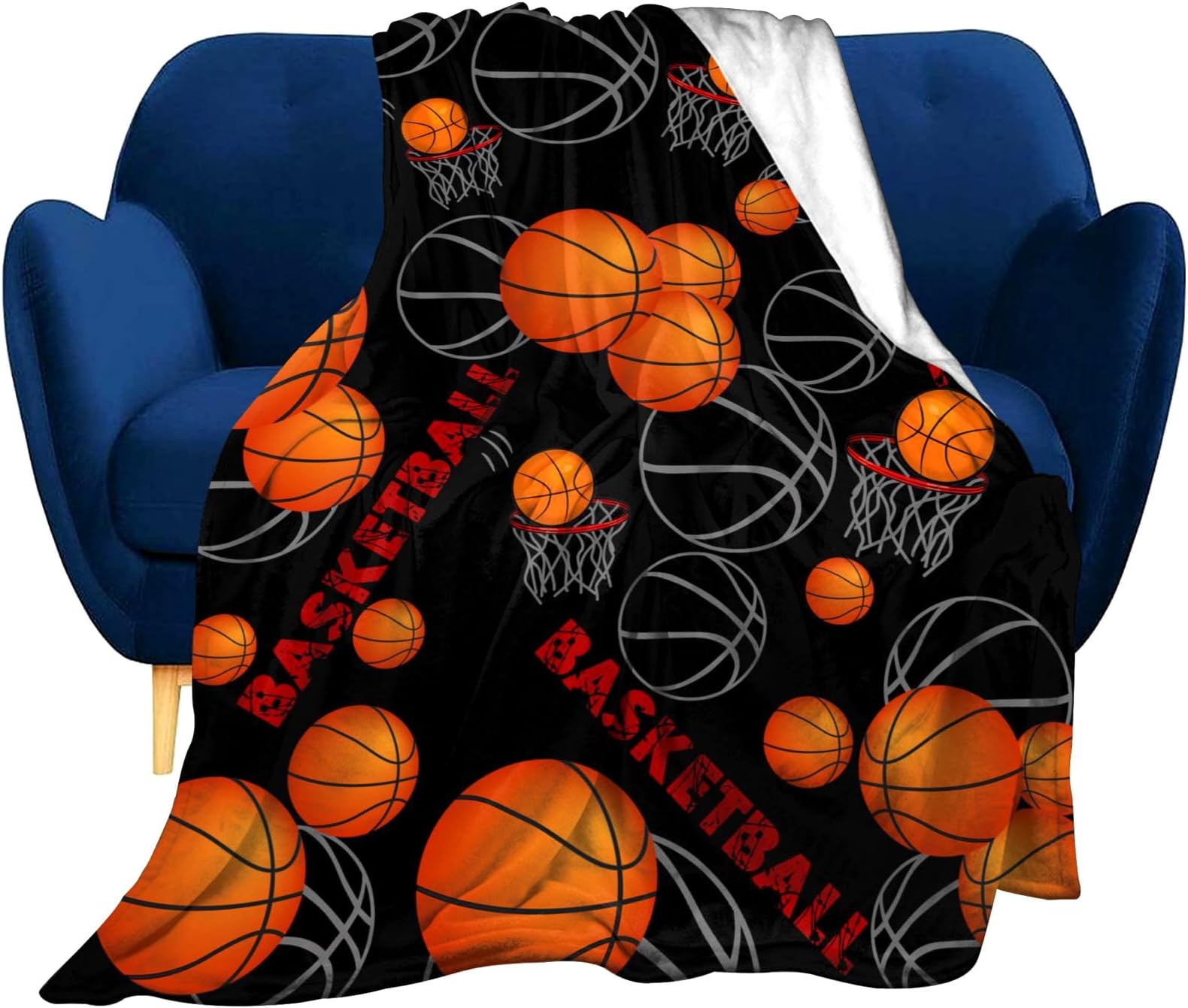 Amazon.com: Personalized Custom Basketball Fleece and Sherpa Throw ...