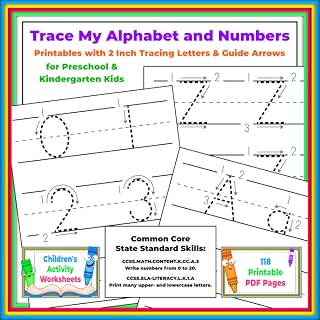 Buy Trace My Alphabet and Numbers: Printables with 2 Inch Tracing ...