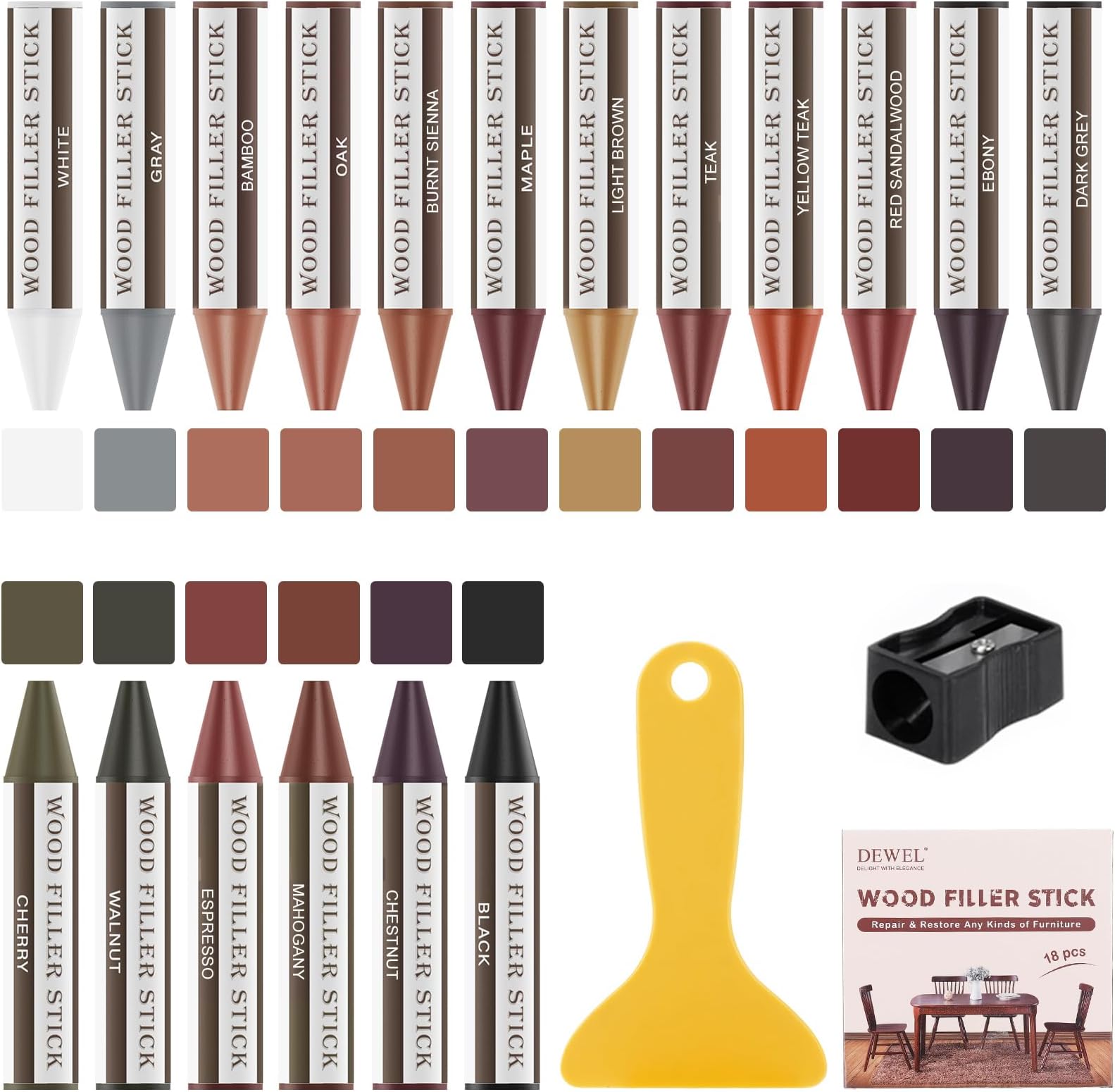 Amazon.com: Wood Filler Sticks, Furniture Repair Wax Crayons for Touch ...